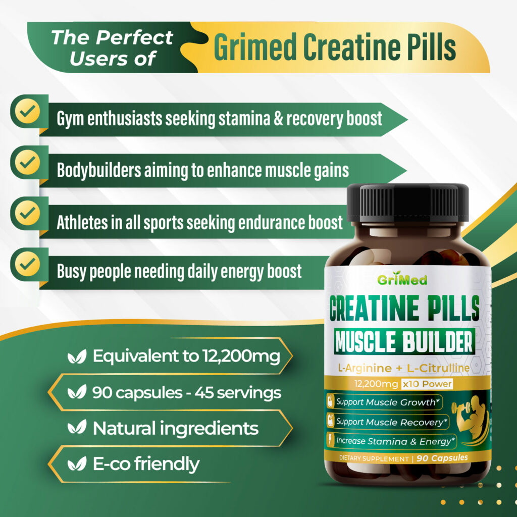 12200mg Creatine Monohydrate – Ultra Muscle Builder Supplement with L ...