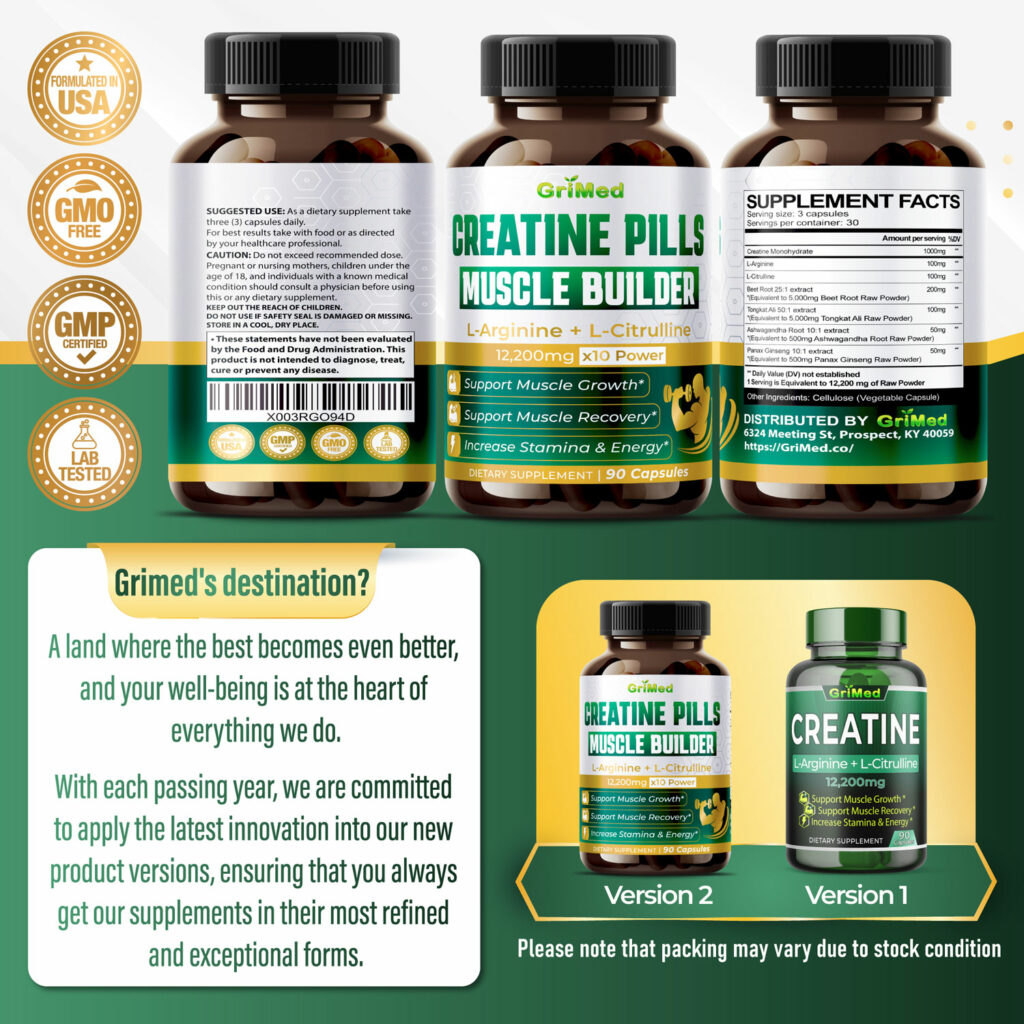 12200mg Creatine Monohydrate – Ultra Muscle Builder Supplement with L ...